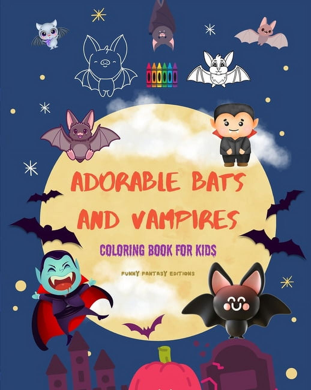 Adorable Bats and Vampires Coloring Book for Kids Fun and Creative ...