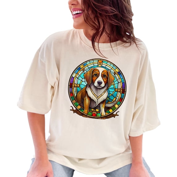 Adorable Beagle Dog Stained Glass Shirt, Cute Puppy Art Graphic Tee ...