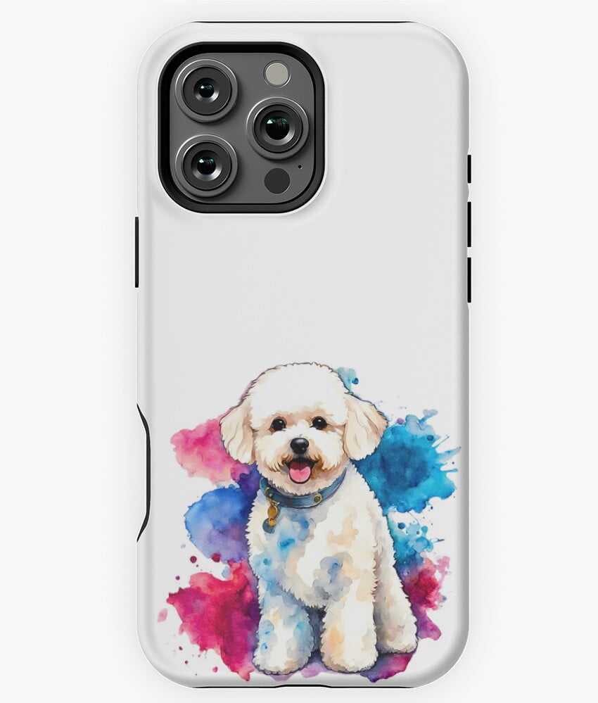 Adorable Bichon Frise Watercolor Phone Case for iPhone 16 15 14 13 12 ...