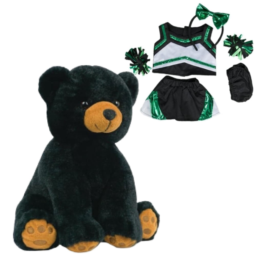 Adorable Black Bear 16-Inch Stuffed Toy in Metallic Green & Black ...