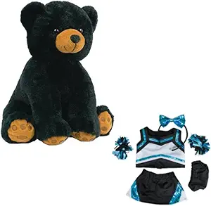 Adorable Black Bear 16 Inch Stuffed Toy in Metallic Teal & Black ...