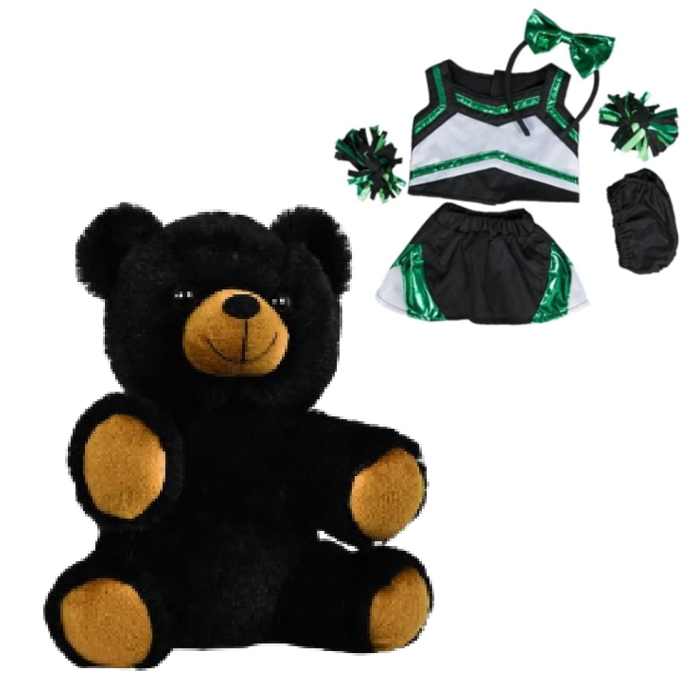 Adorable Black Bear 8-Inch Stuffed Toy in Metallic Green & Black ...