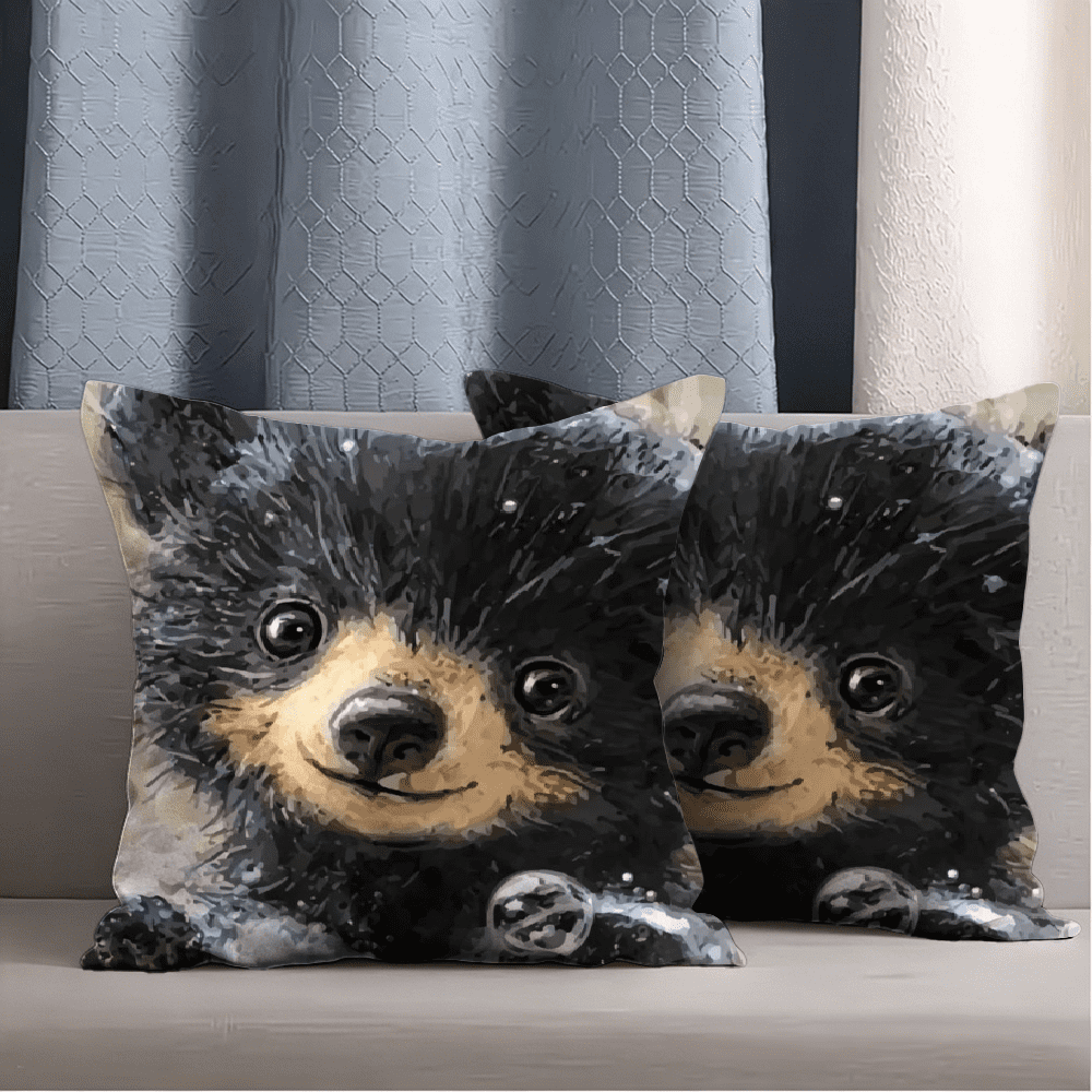 Adorable Black Bear Cub Bubble Bath Short Plush Pillow, Cute Bear Cub ...
