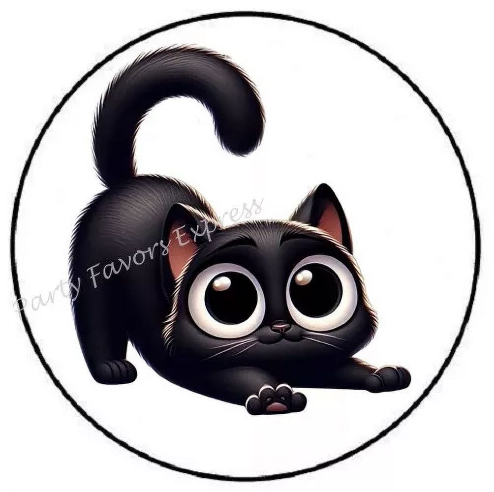 Adorable Black Cat Stretching Sticker Party Favors Sticker Envelope ...