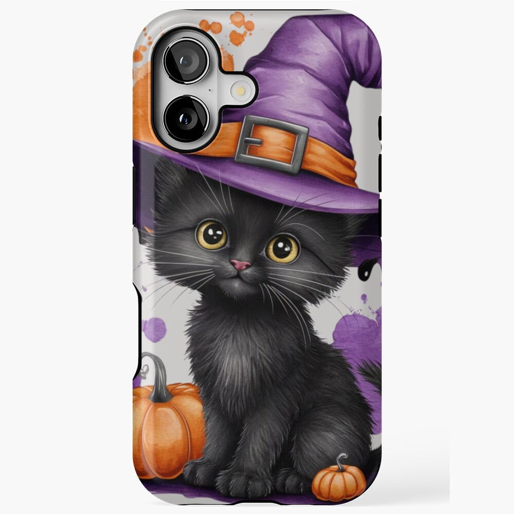 Adorable Black Cat Witch Hat Art iPhone 17 to 11 Pro Max Tough Case ...