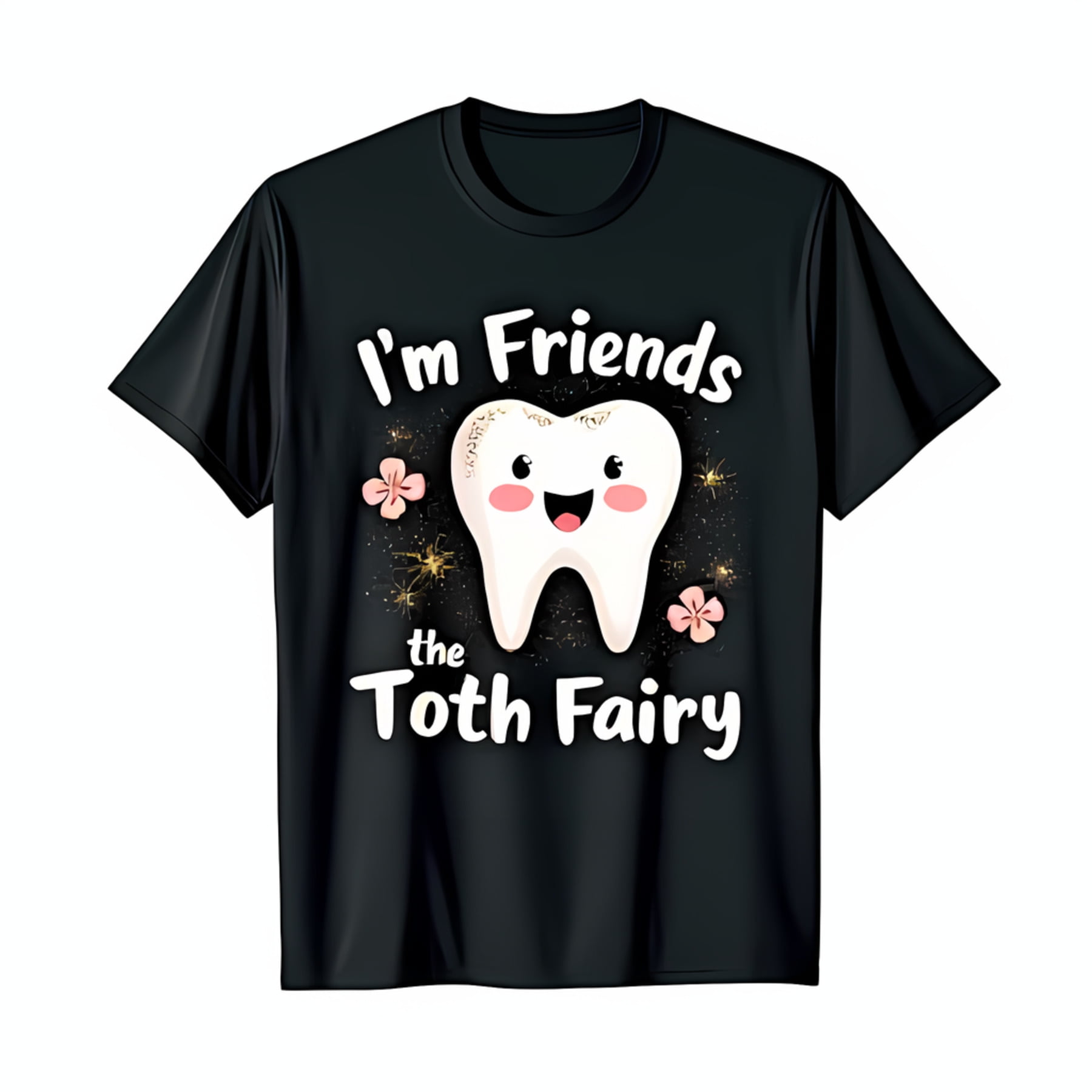 Adorable Black T-Shirt: I m Friends with the Tooth Graphic Cute Cartoon ...