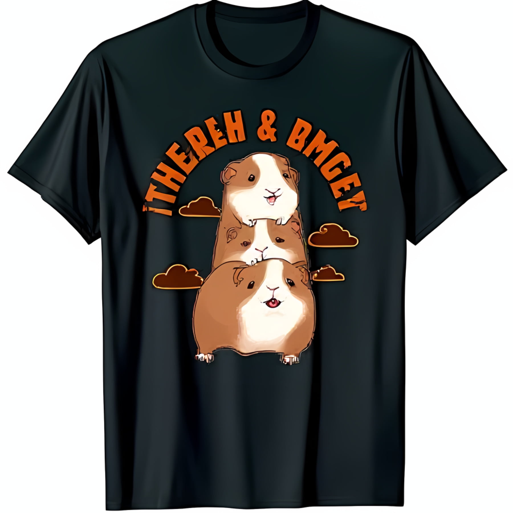 Adorable Black T-Shirt with Guinea Pig Stack Graphic & Clouds - Walmart.com