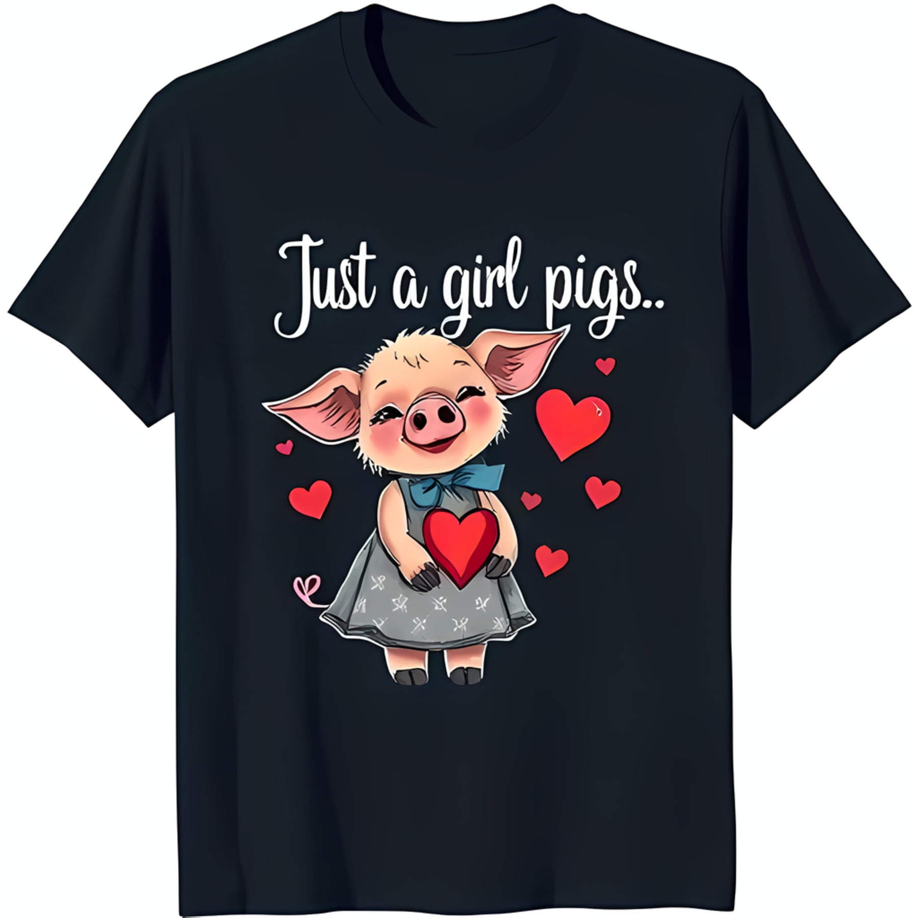 Adorable Black T-Shirt with Playful Pig Graphic Design - Walmart.com