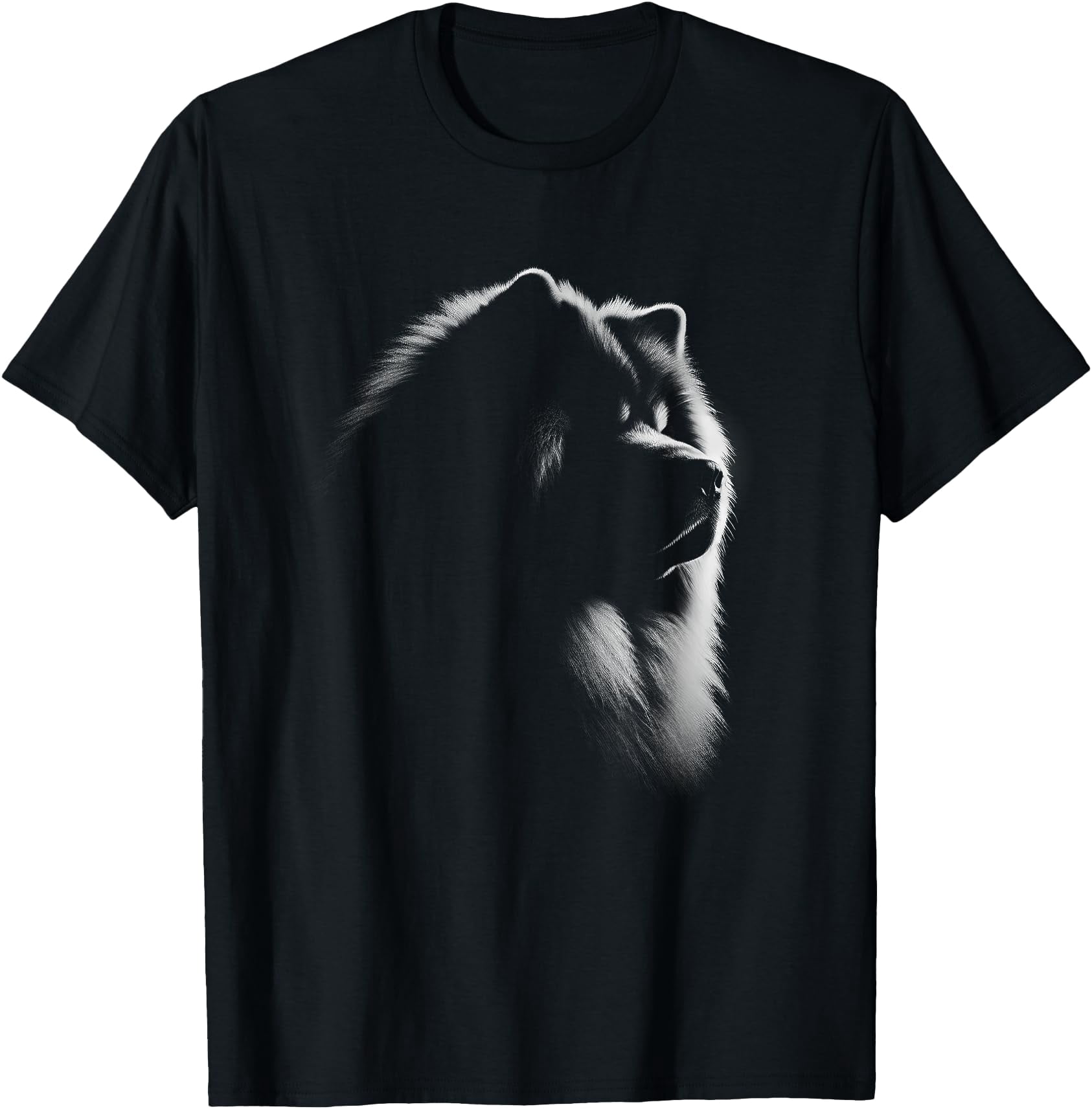 Adorable Black & White Chow Chow Dog Face Art T-Shirt for Pet Lovers ...