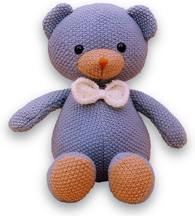 Adorable Blue Crochet Teddy Bear for Kids - Cute Stuffed Animals for ...
