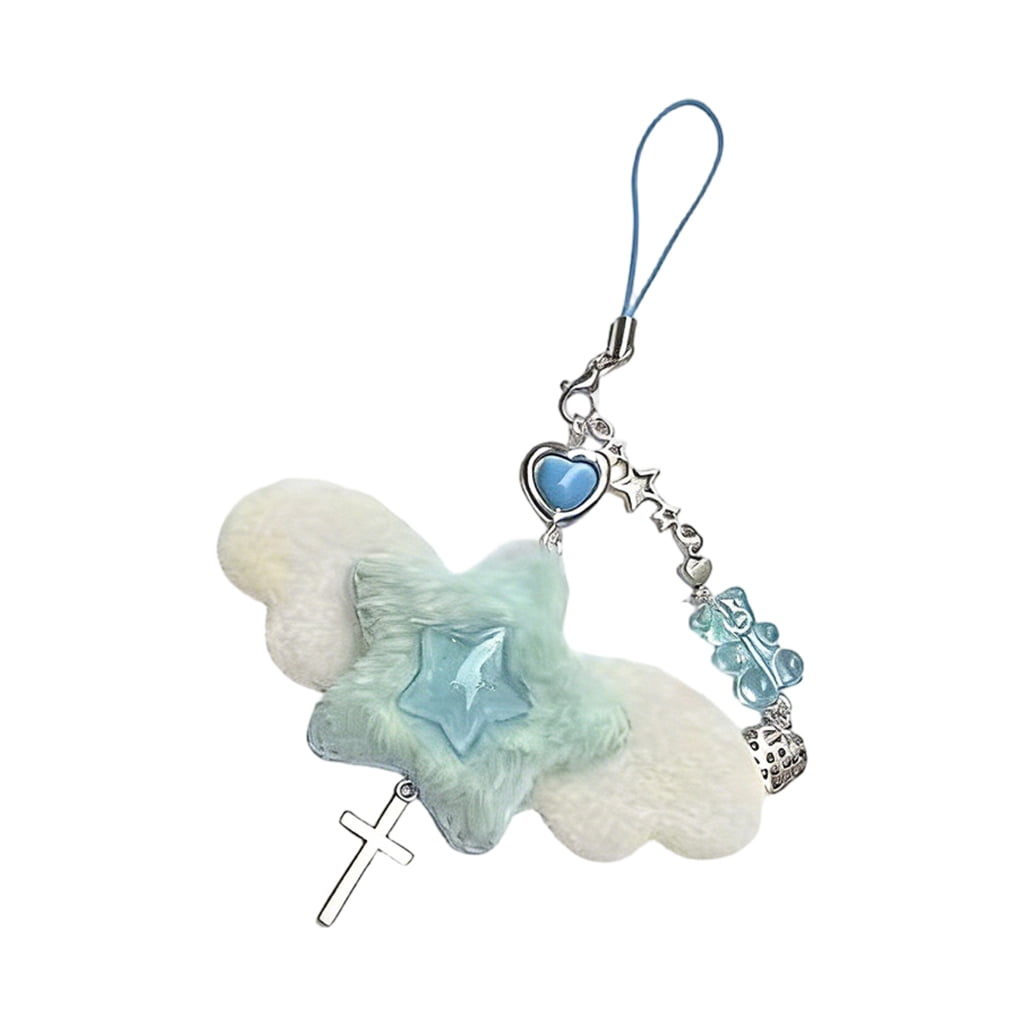 Adorable Blue Plush Star Strawberry Keychain For Phone Bag Accessories ...