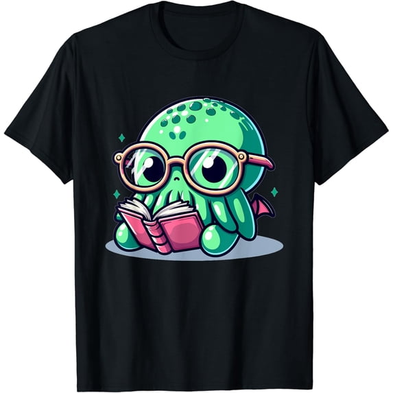 Adorable Book Lover Cthulhu With Reading Glasses Cute T-Shirt - Walmart.com