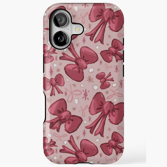 Adorable Bows Ribbons Pearls Seamless Pattern Case for iPhone 17 11 12 ...