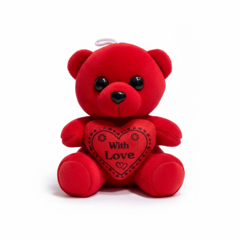 Adorable Bright Red Plush Teddy Bear Holding Embroidered "With Love ...