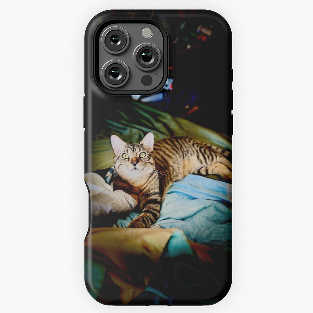 Adorable Brown Tabby Cat in Bed Cute Art Phone Case for iPhone 17 ...