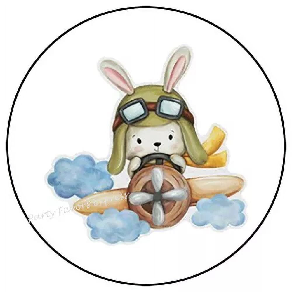 Adorable Bunny Pilot Airplane Sticker Party Favors Sticker Envelope ...