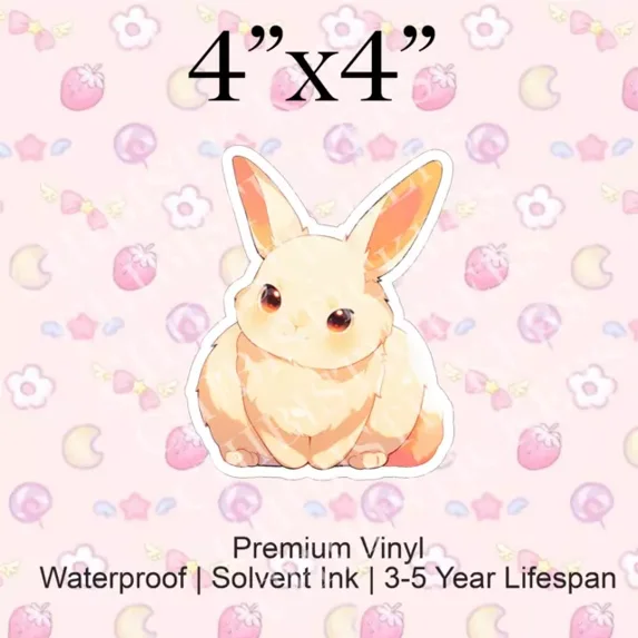 Adorable Bunny Rabbit Sticker Animal Sticker Vinyl Sticker Waterproof ...
