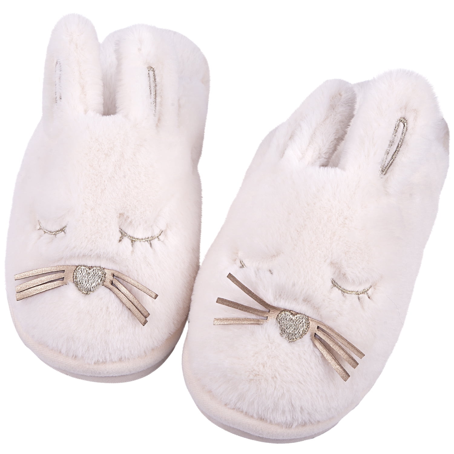 Adorable Bunny Slippers for Women,Fuzzy Indoor Outdoor Winter Warm ...