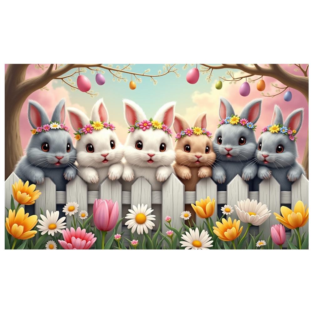 Adorable Bunny Themed Easter Background Backdrop Banner Colorful ...
