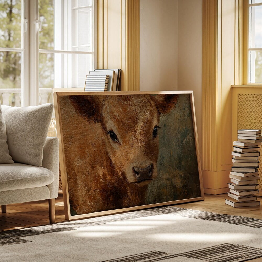 Adorable Calf Close-Up Realistic Of A Young Calf Animal Art Poster Art ...