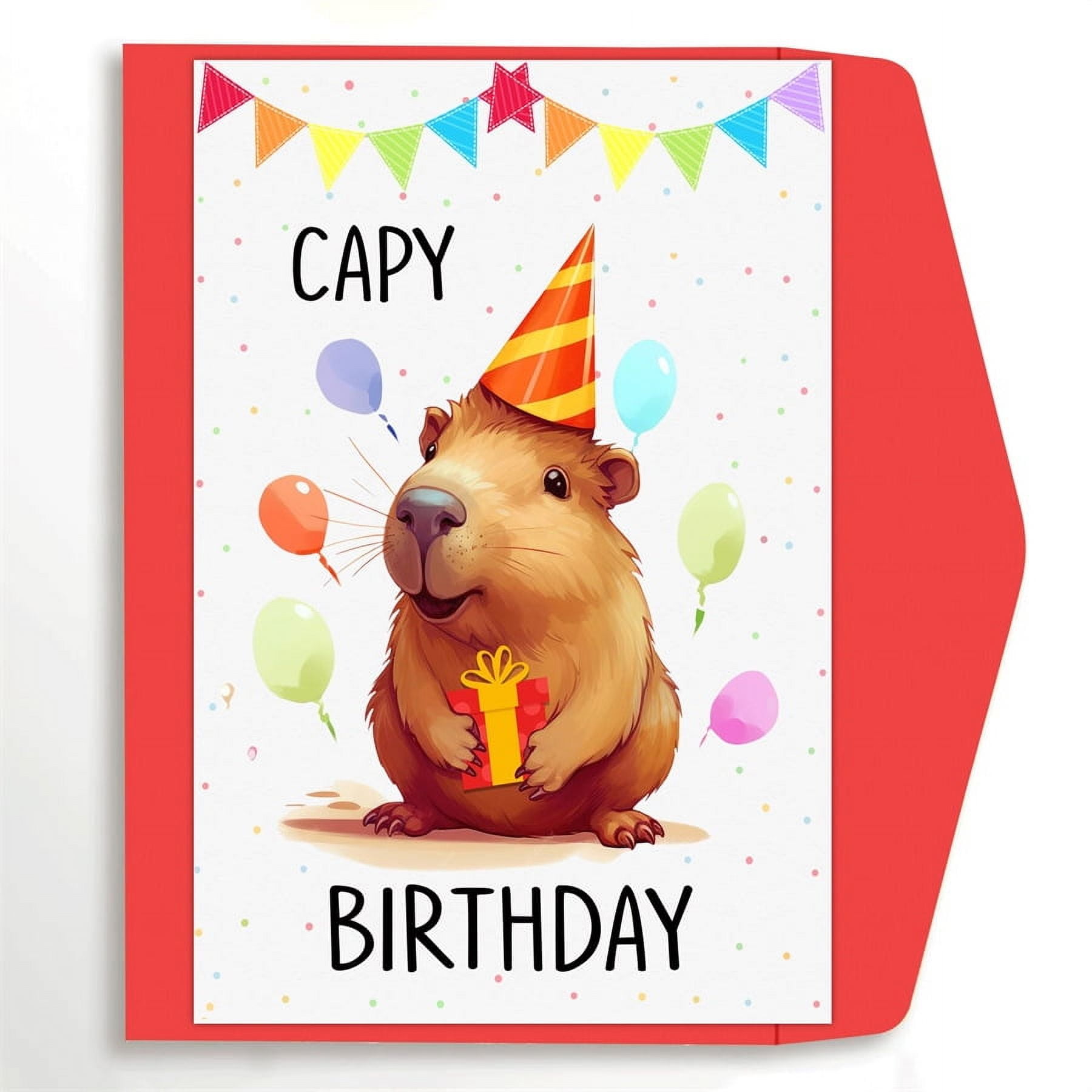 Adorable Capybara Birthday Card - Fun, Colorful Design - Blank Inside ...