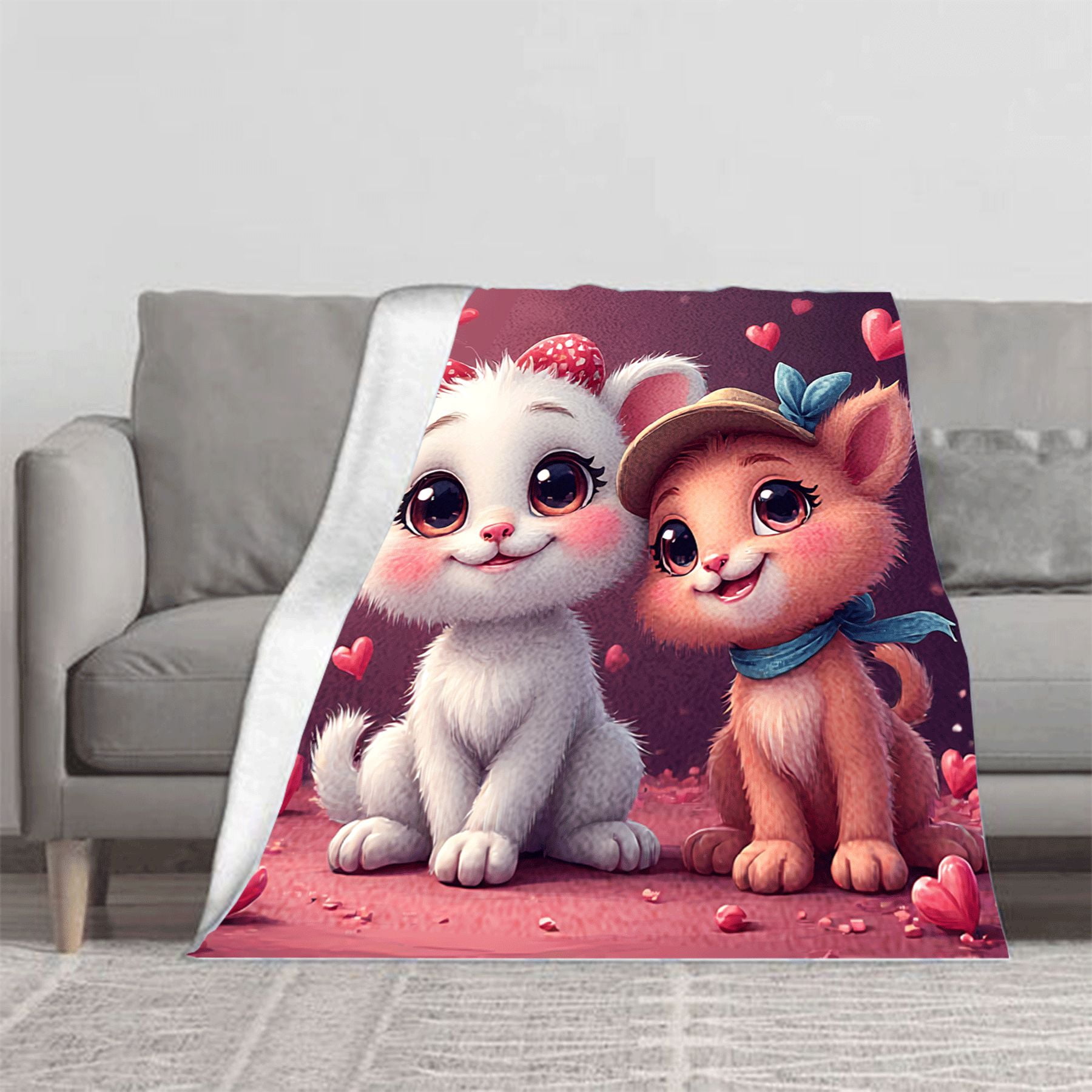 Adorable Cartoon Animal Flannel Blanket - Soft Cozy Durable Featuring ...