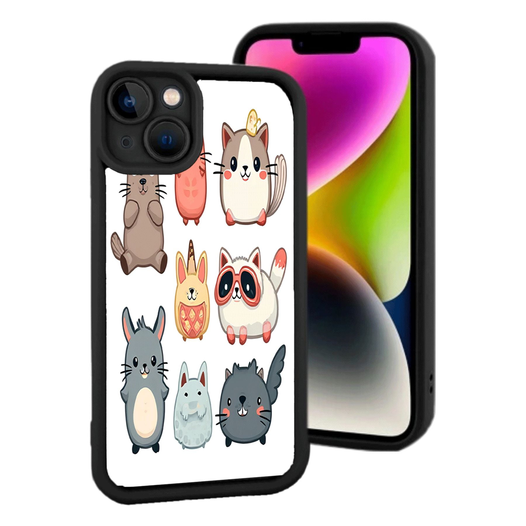 Adorable Cartoon Animals Phone Case for iPhone 15 - Lightweight ...
