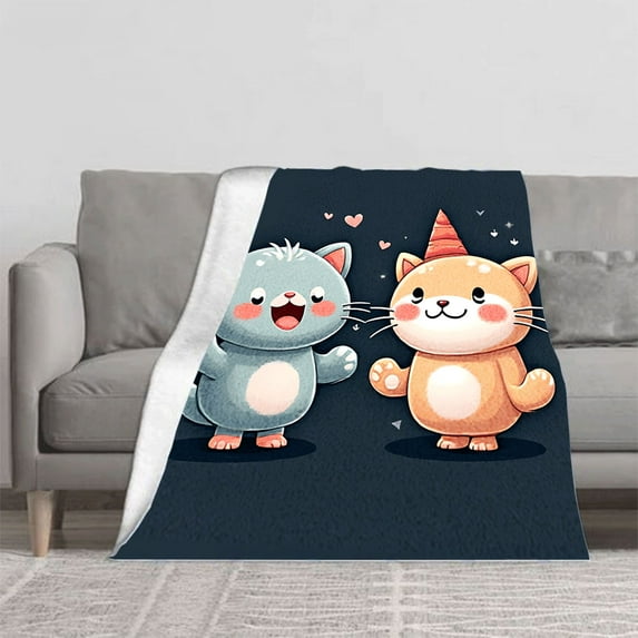 Adorable Cartoon Cats Flannel Blanket - Soft Cozy Durable Throw for ...