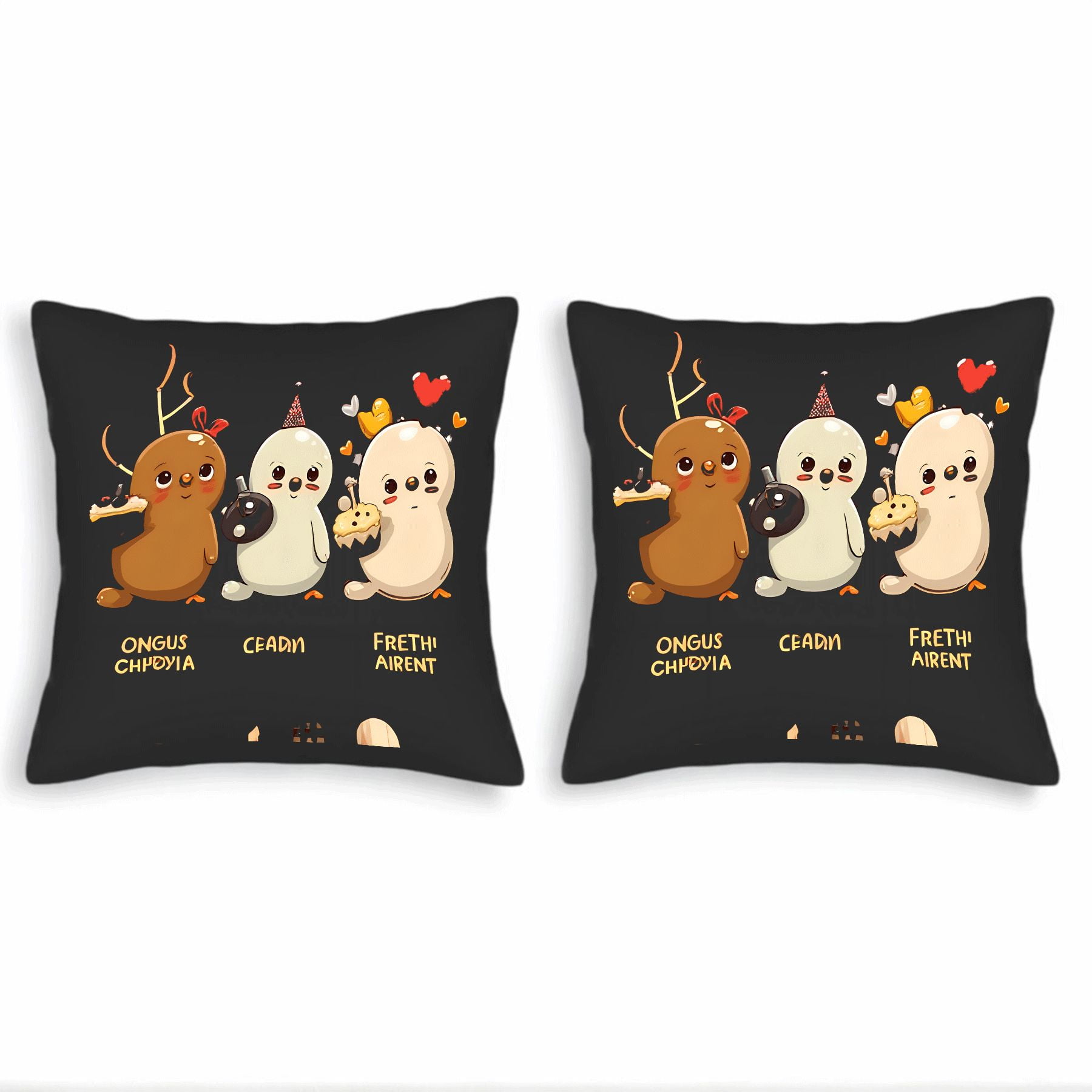 Adorable Cartoon Characters Throw Pillow Covers - Set of 2 18x18in ...