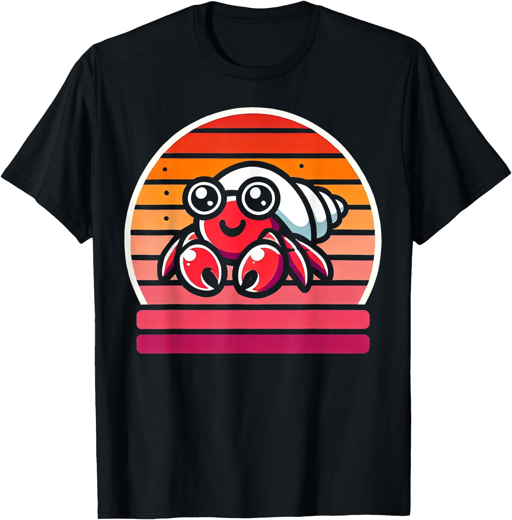 Adorable Cartoon Crab in Retro Style Perfect Beachwear T-Shirt ...