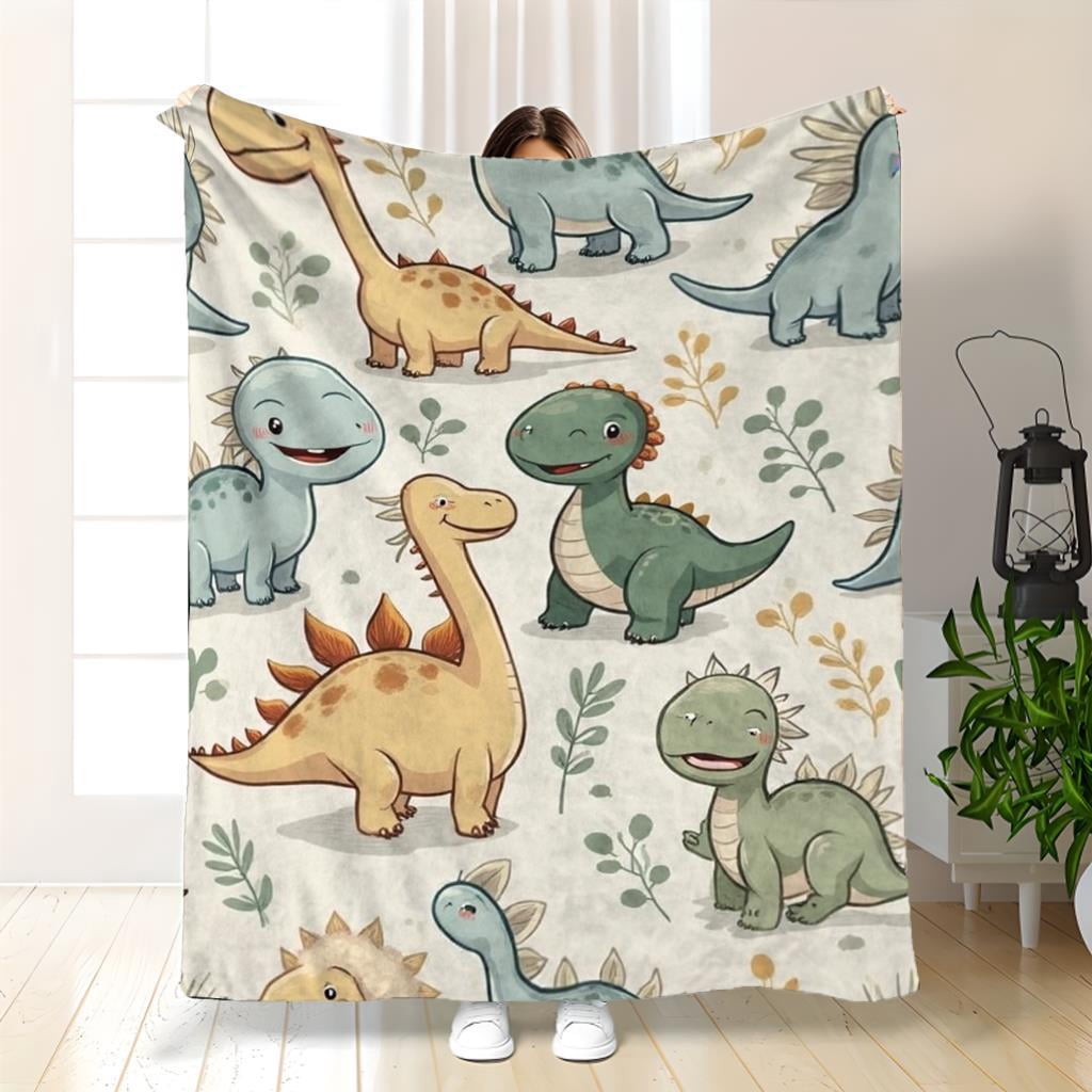 Adorable Cartoon Dinosaur Throw Blanket | Soft, Lightweight & Cozy for ...