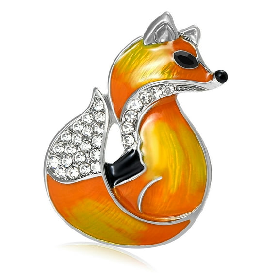 Adorable Cartoon Foxes Jewelry Drip Oil Brooch With Crystal Detail ...