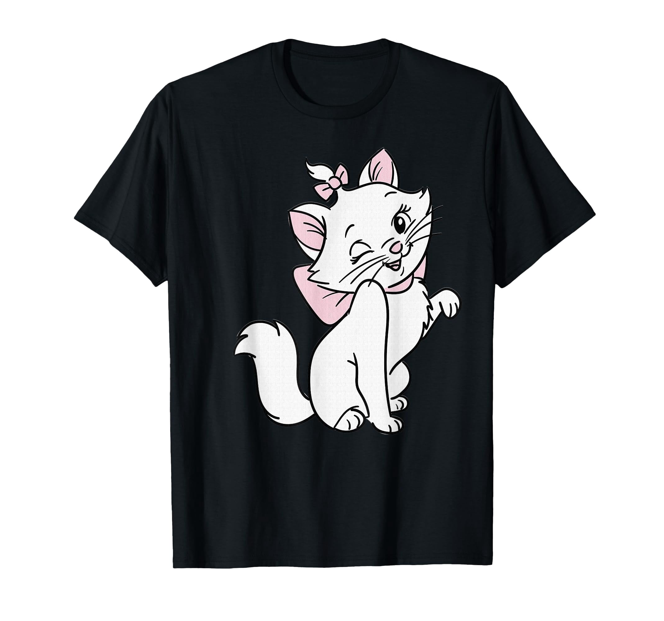 Adorable Cartoon Kitten Winking with Pink Bow T-Shirt for Fun and Style ...
