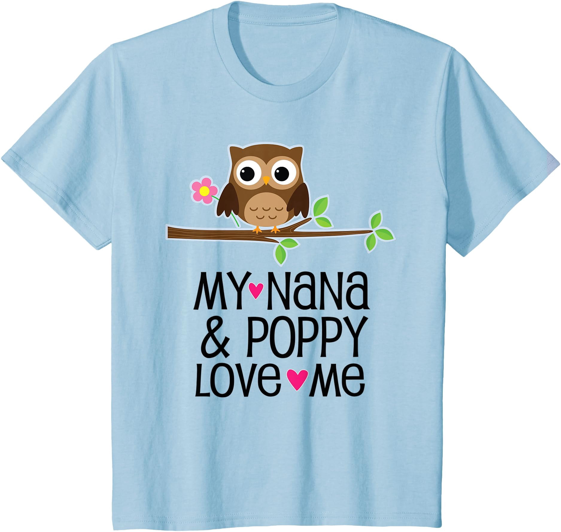 Adorable Cartoon Owl T-Shirt with Nana Poppy Granddaughter Love Message ...