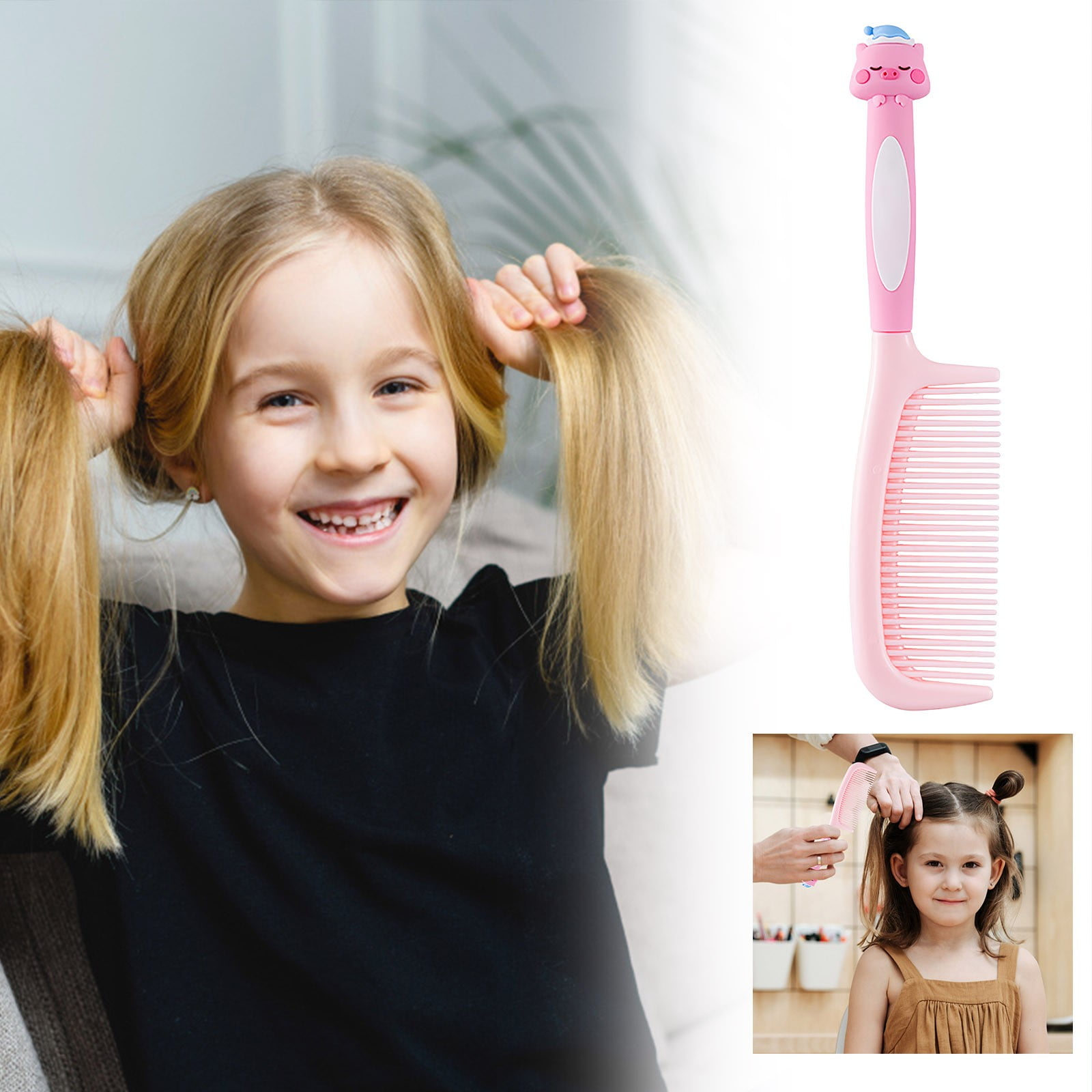Adorable Cartoon Pig Shaped Hair Brush Gentle Detangling Comb For Girls ...