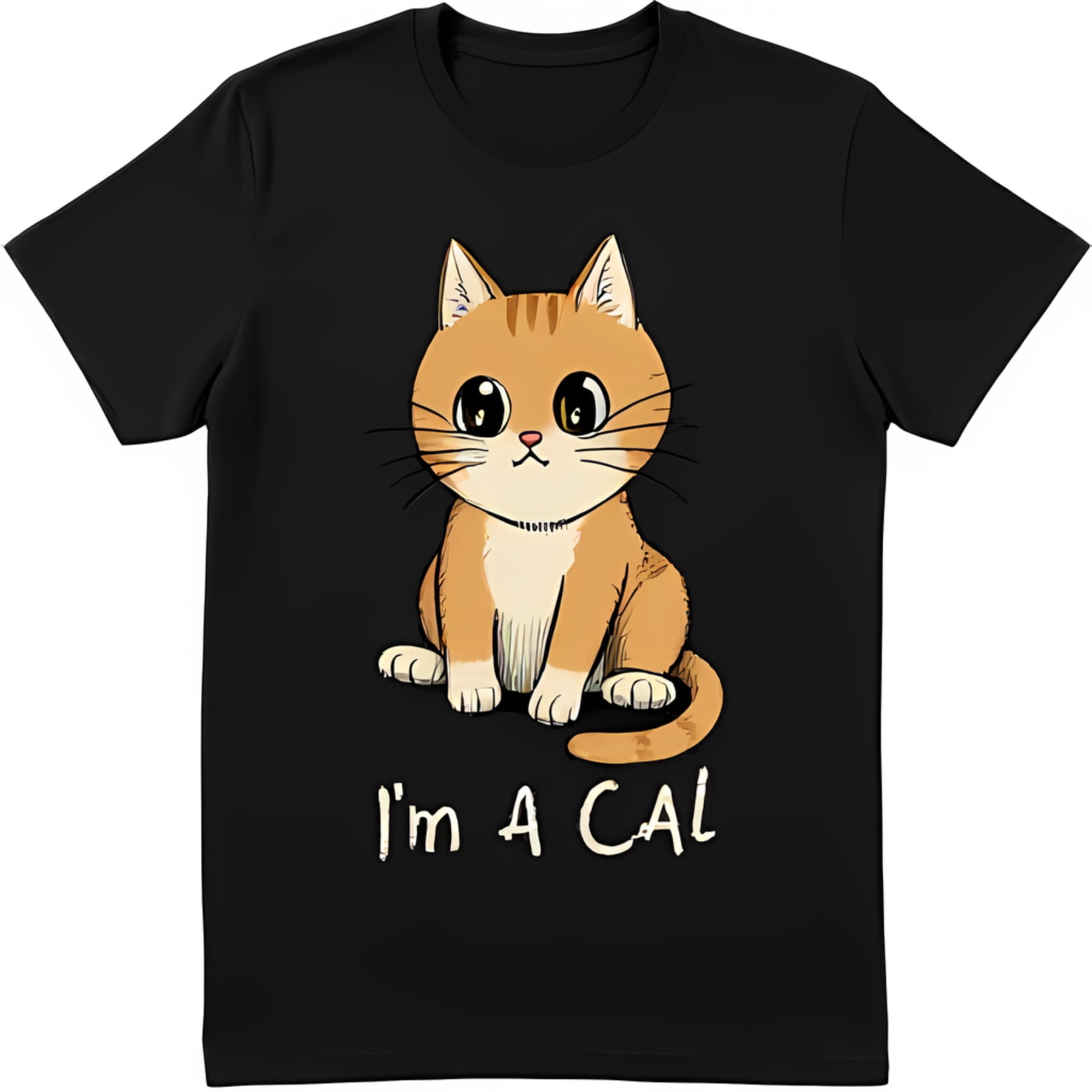 Adorable Cartoon Tabby Cat Black T-Shirt I m a Cal Design for Cat ...