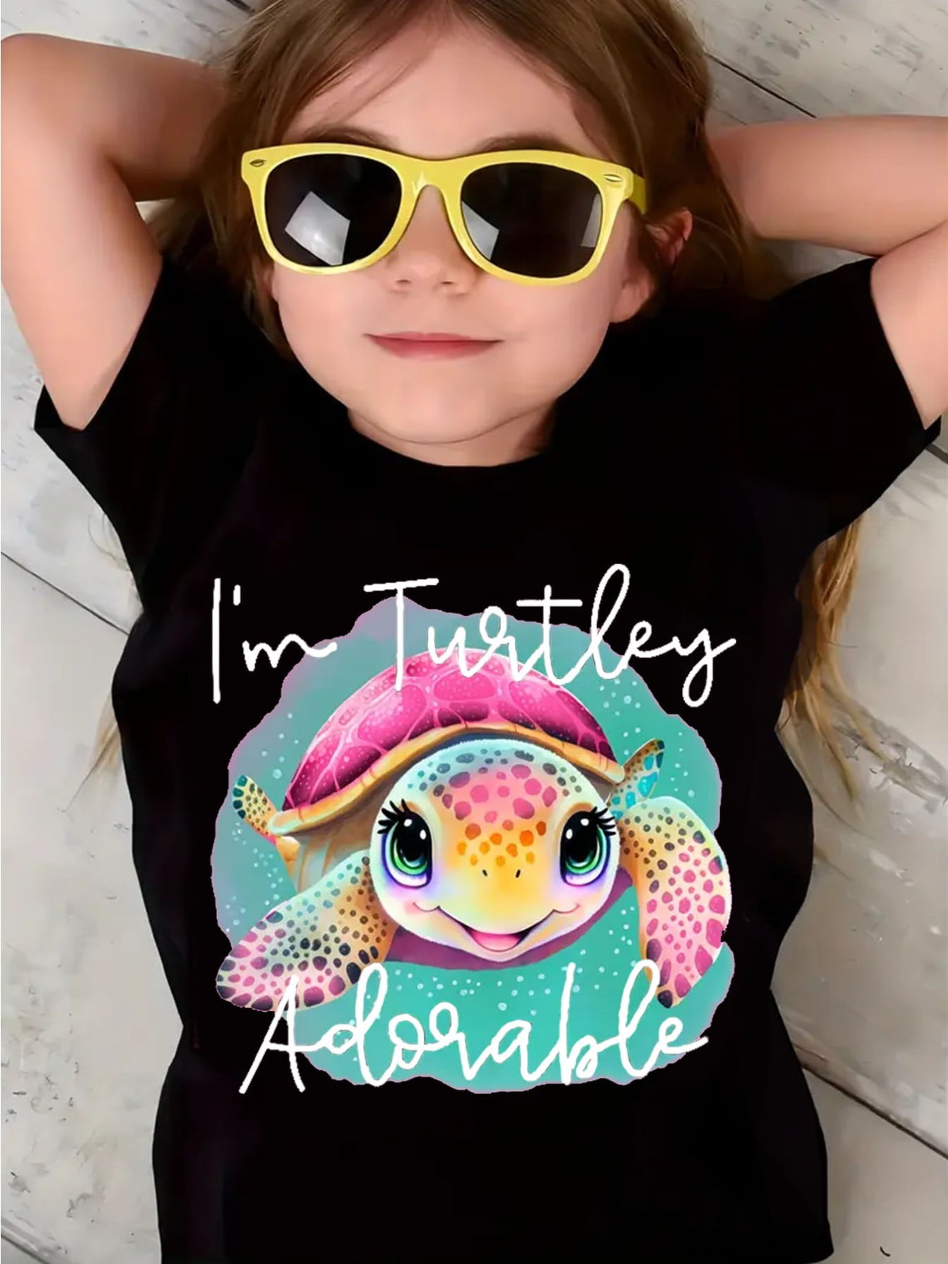 Adorable Cartoon Turtle Graphic Tee for Kids - "I'm Turtles Adorable ...