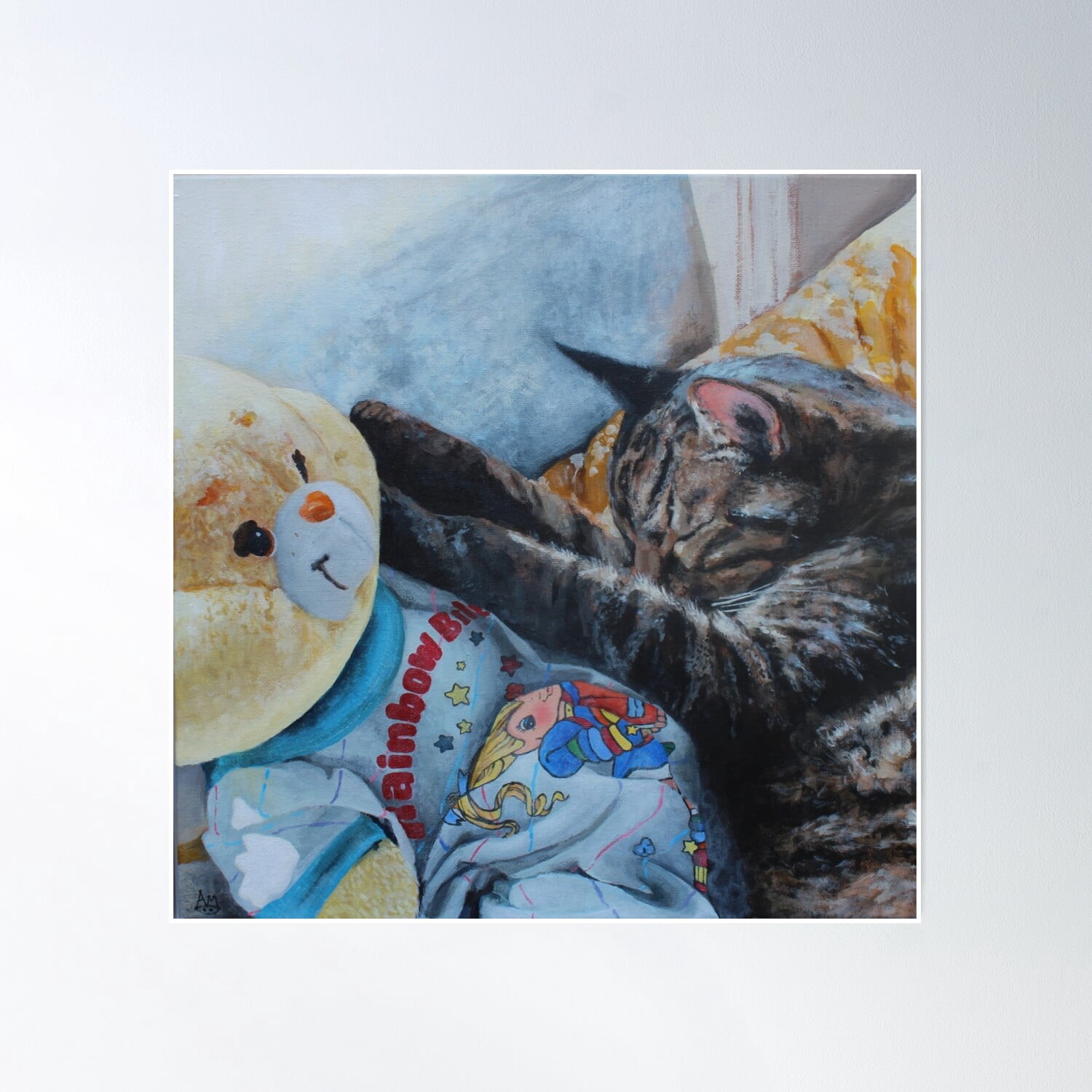 Adorable Cat And Care Bear Napping~ Tiger Cat~ 80S Cartoons Poster Wall ...