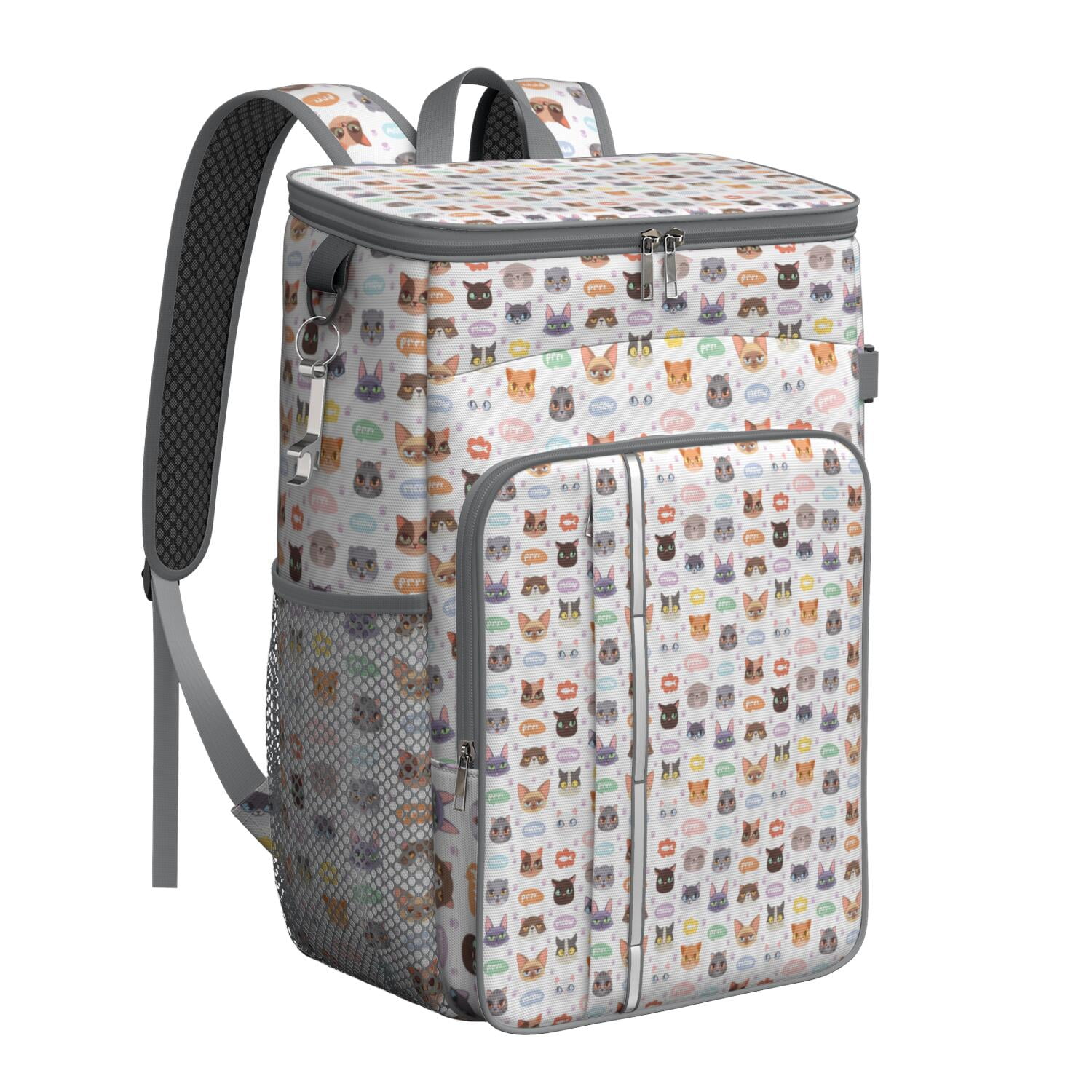 Adorable Cat Print Backpack Cooler – Leakproof Insulated Lunch Bag with ...