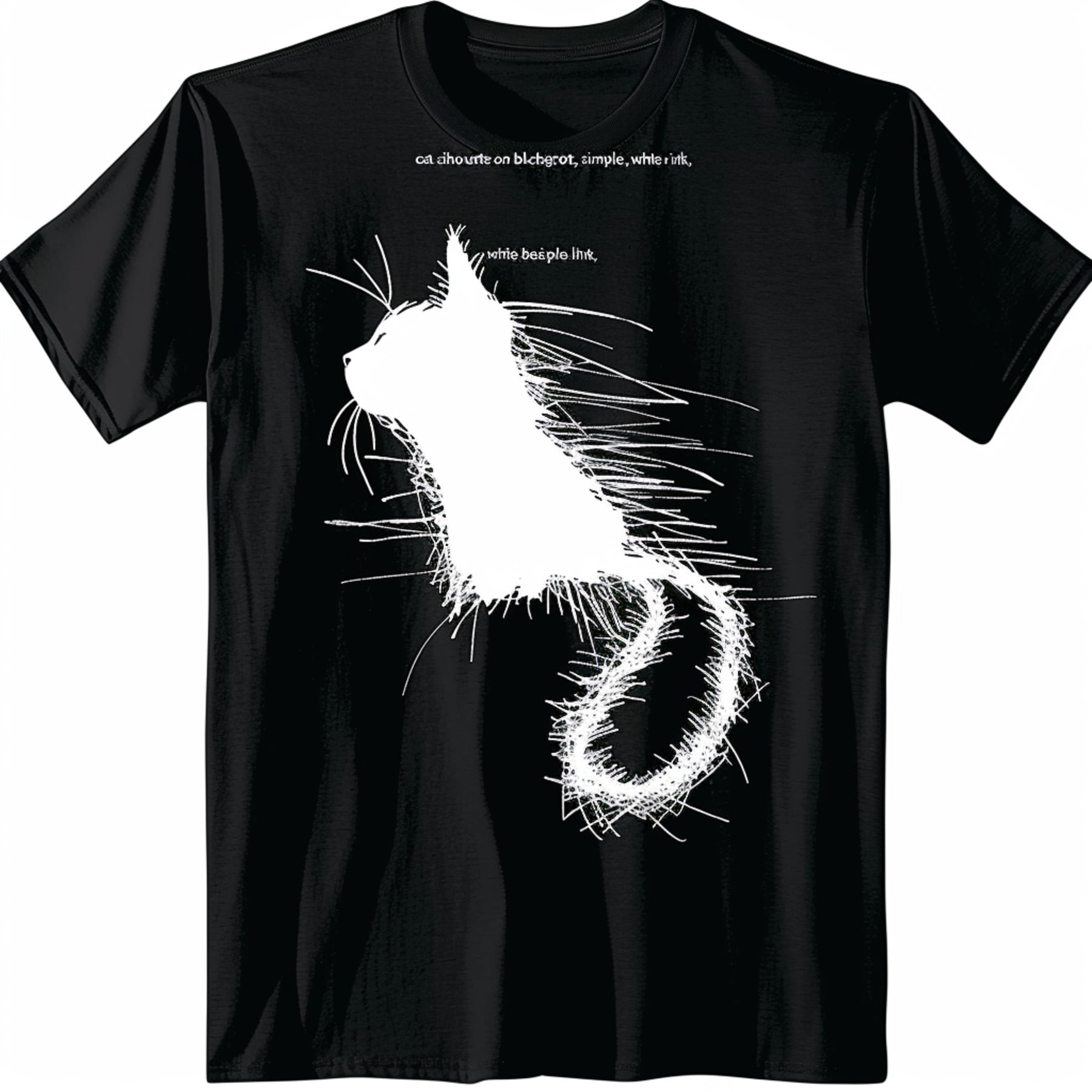 Adorable Cat Silhouette Design Black TShirt Cute Feline Head Logo ...