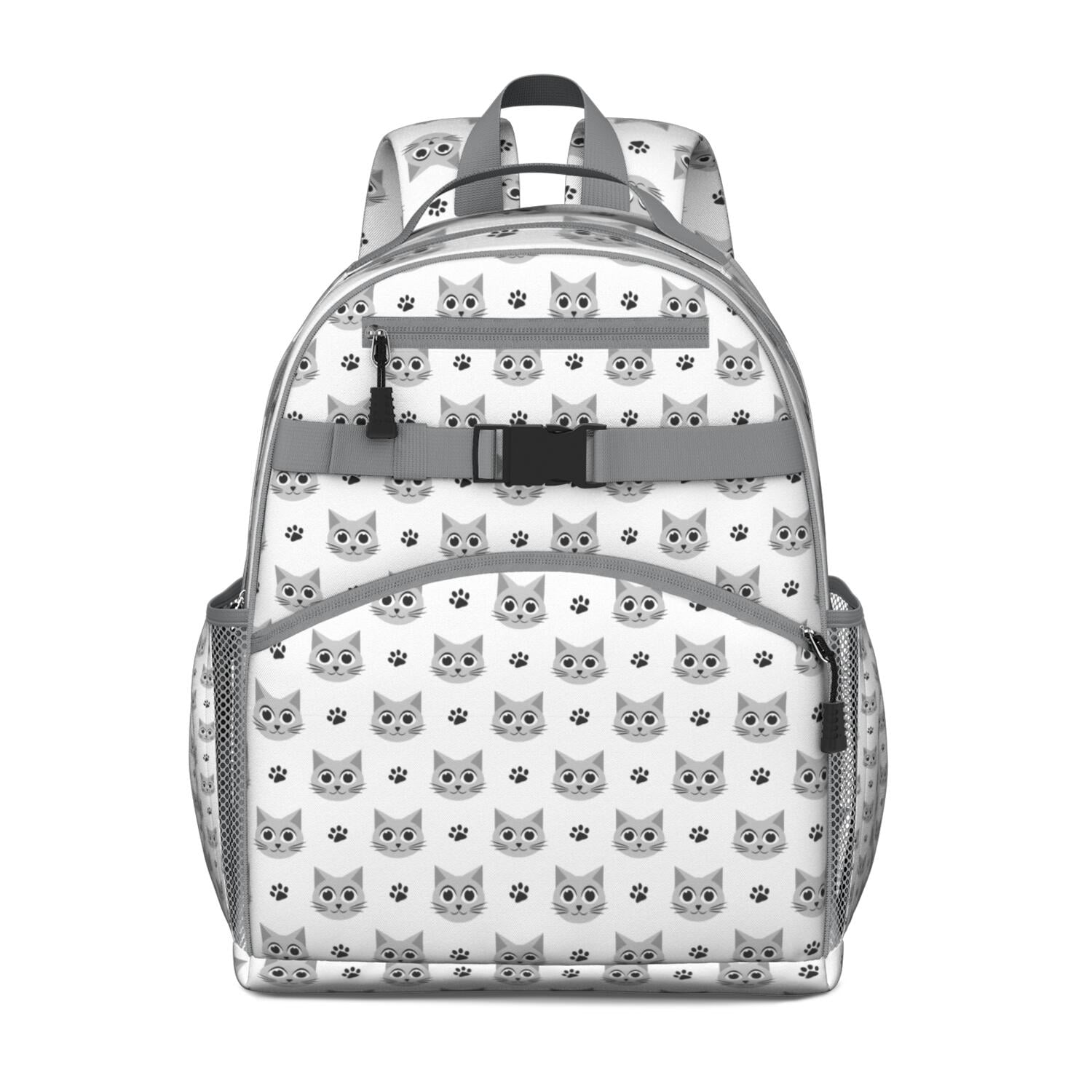Adorable Cat-Themed Print School Bag - Reinforced Shoulder Straps for ...