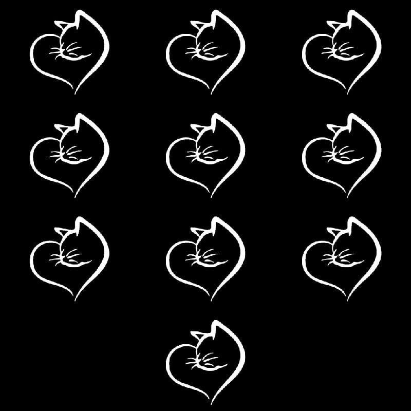Adorable Cats Heart Reflective Sticker PVC Easy Apply Rear Window ...