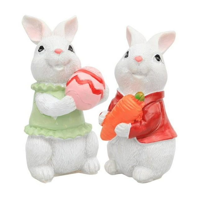 Adorable Ceramic Bunny Figurines Set Perfect Easter Decorations, Hand ...
