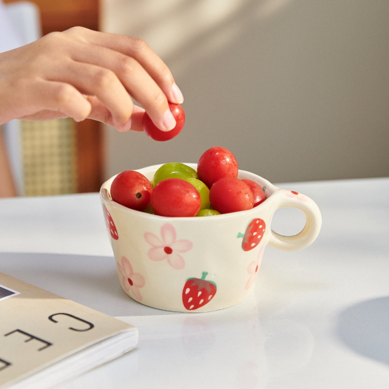 Adorable and Charming Hand-painted Little Strawberry Flower Mug - Ins ...