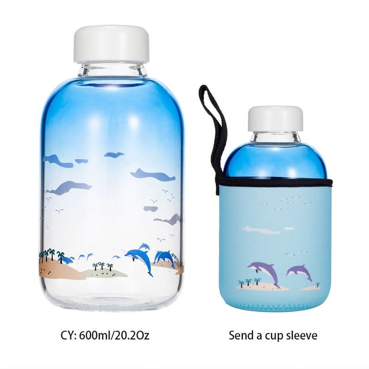 Cute Polar Penguin Glass Water Bottle with Sleeve - Kawaii Animal Ice ...