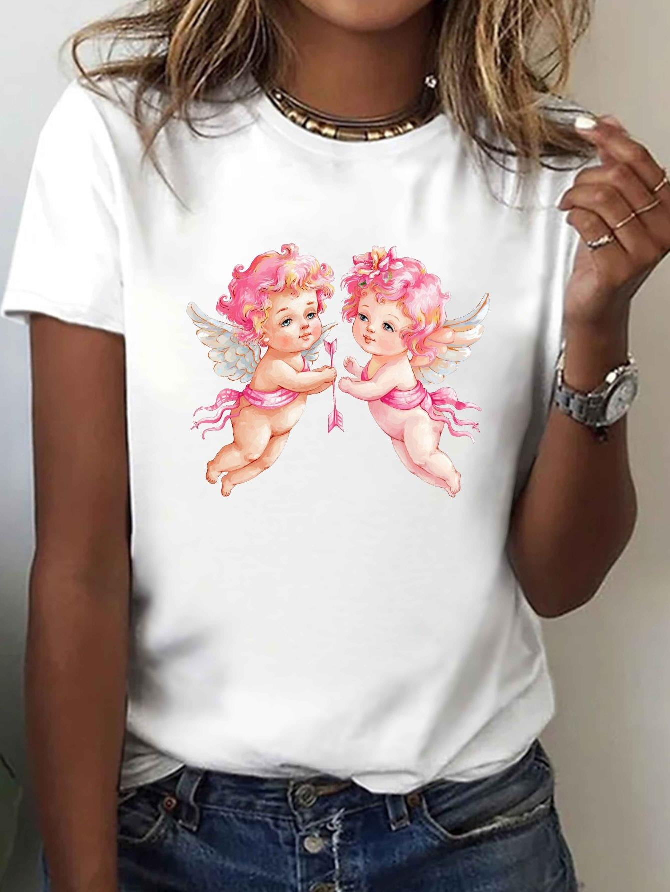 Adorable Cherubic Cupid Design T-Shirt, Featuring Short Sleeves and a ...