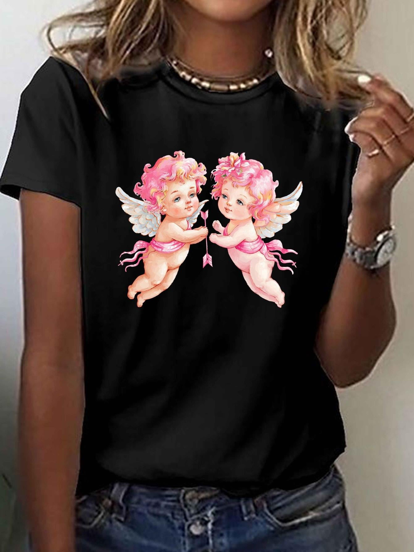 Adorable Cherubic Cupid Design T-Shirt, Featuring Short Sleeves and a ...