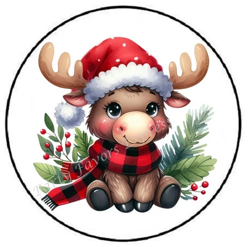 Adorable Christmas Moose Stickers Party Favors Phone Decal Water Bottle ...