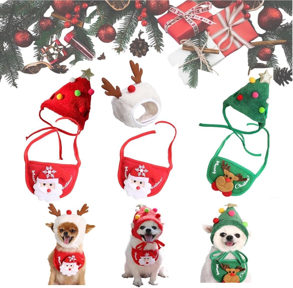 Adorable Christmas Tree Pom-Pom Hat, Christmas Dog Hats, Funny Soft Pet ...