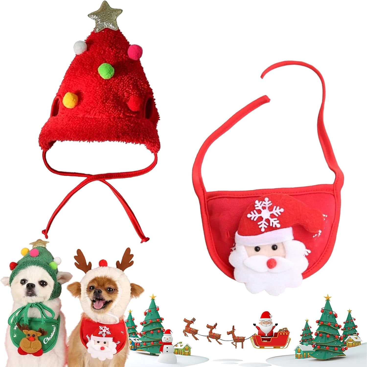 Adorable Christmas Tree Pom-Pom Hat for Dogs, 2026 New Christmas Hat ...